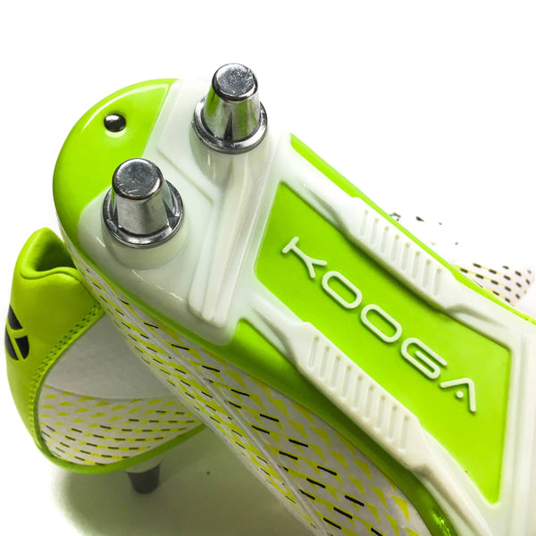 Kooga Combat Rugby Boot (White Green) - Ruggers Rugby Supply